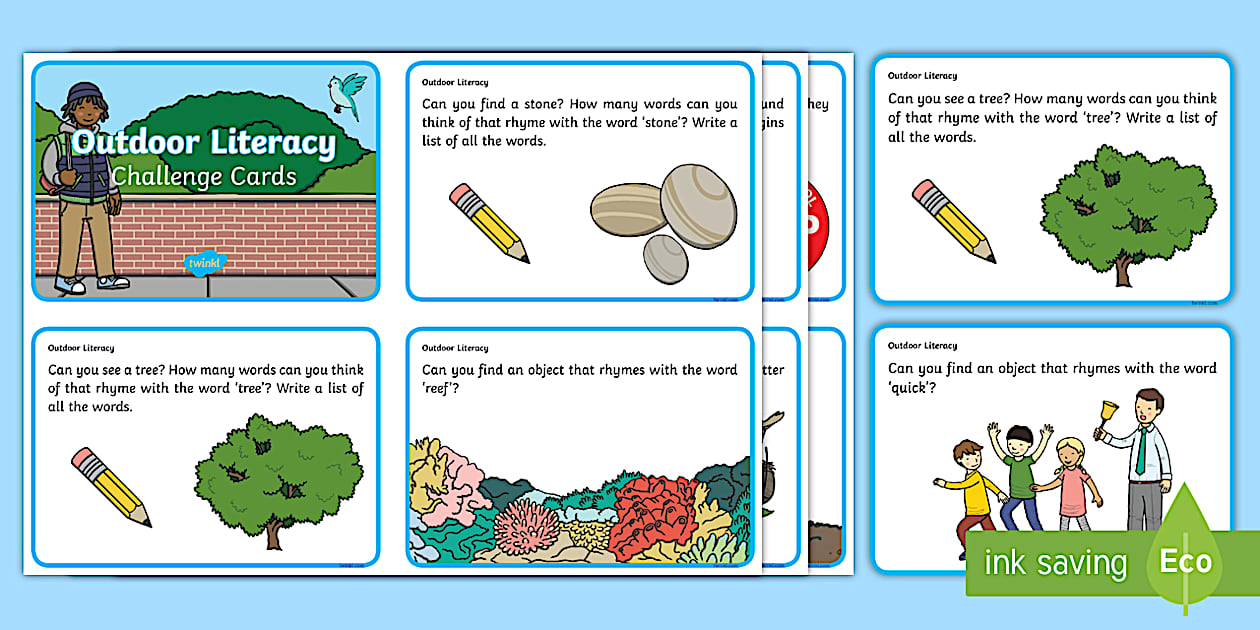 First Level Outdoor Literacy Challenge Cards - Twinkl