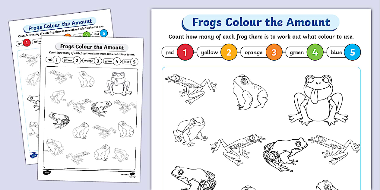 Frogs Colour the Amount Worksheet (teacher made) - Twinkl