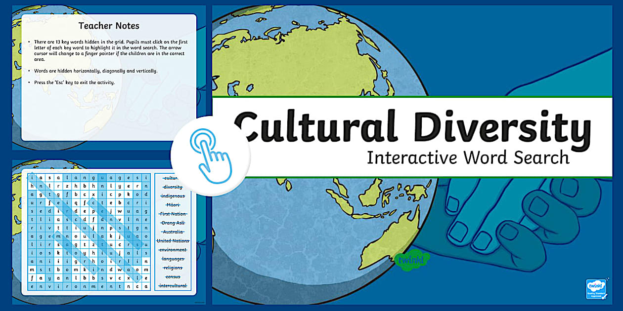 Cultural Diversity Interactive Word Search (teacher made)