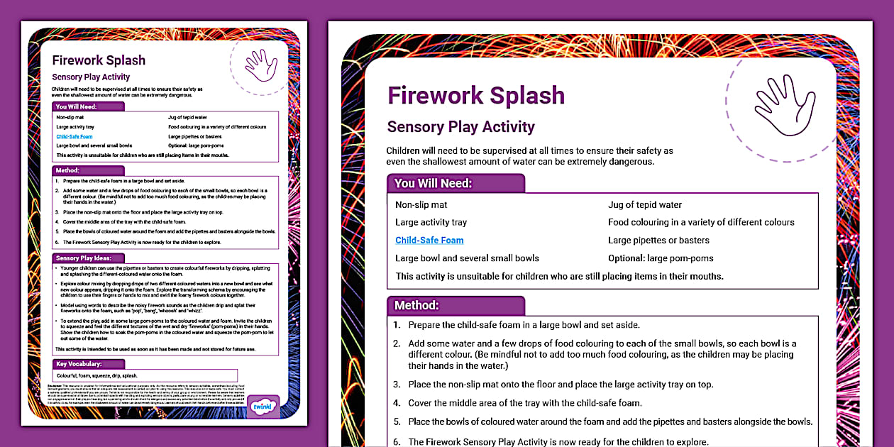 Firework Splash Sensory Play Activity | Twinkl - Twinkl