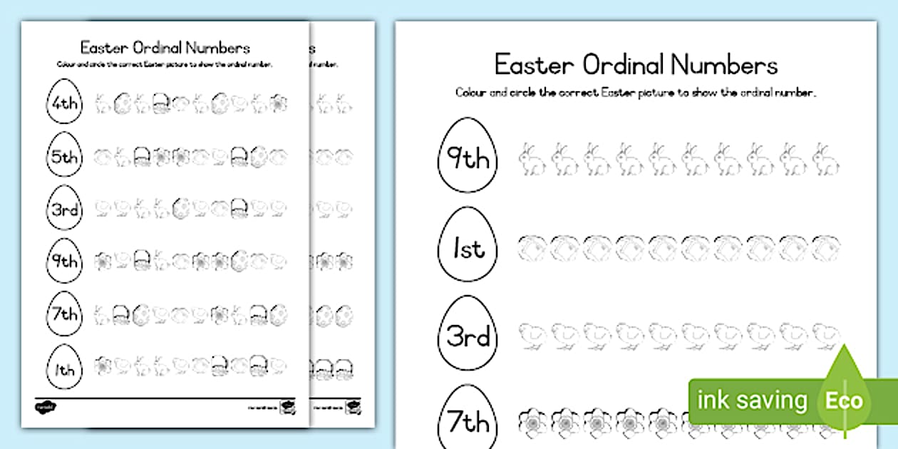 Easter Ordinal Numbers Worksheet | Foundation Phase | Maths
