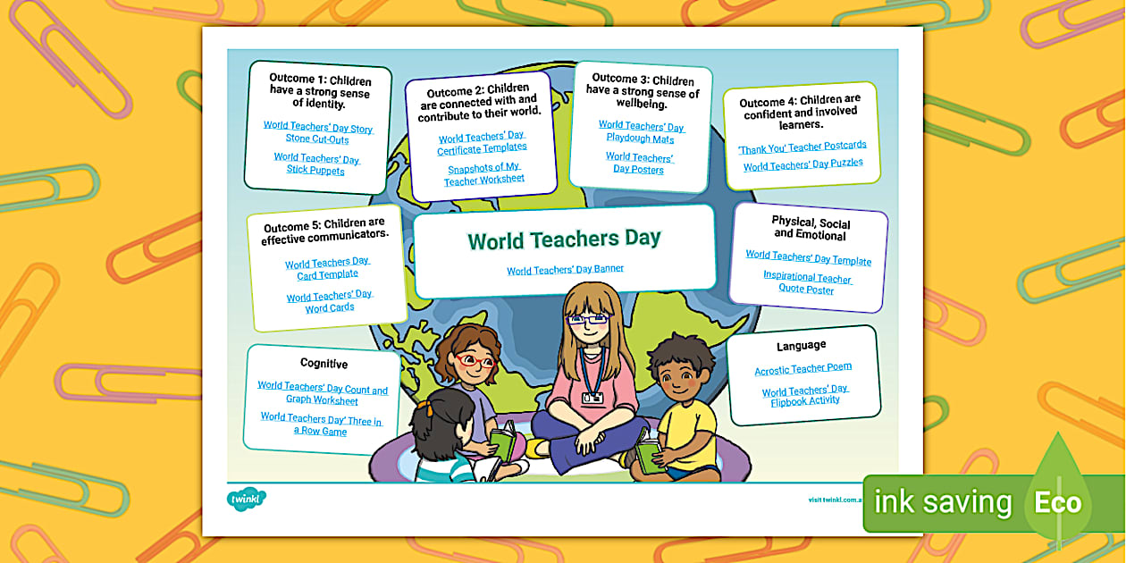 World Teachers Day Topic Planner - Primary (teacher made)