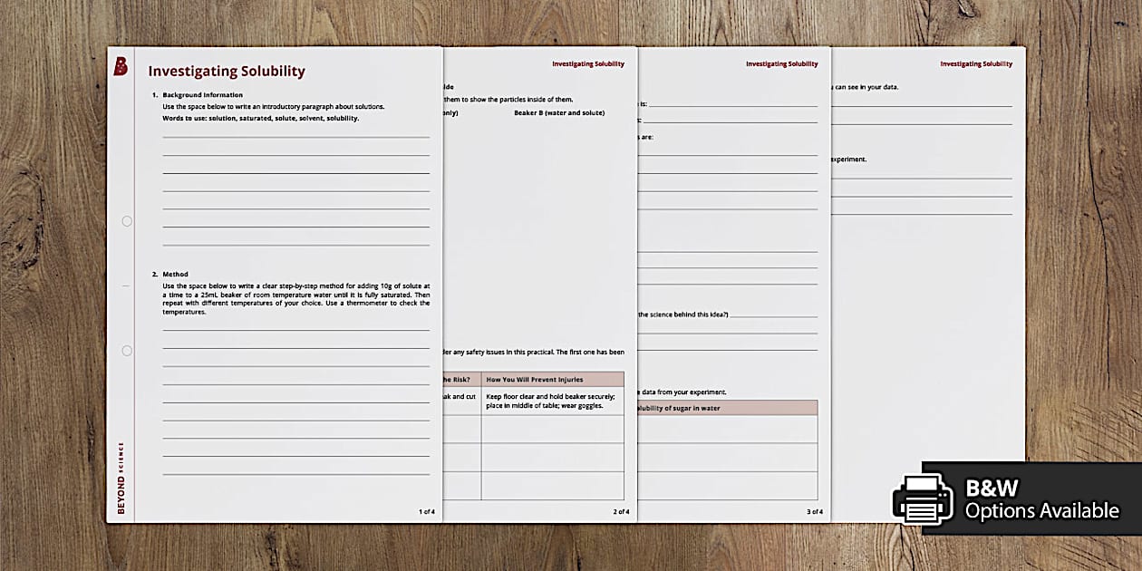 Investigating Solubility Experiment (teacher made) - Twinkl