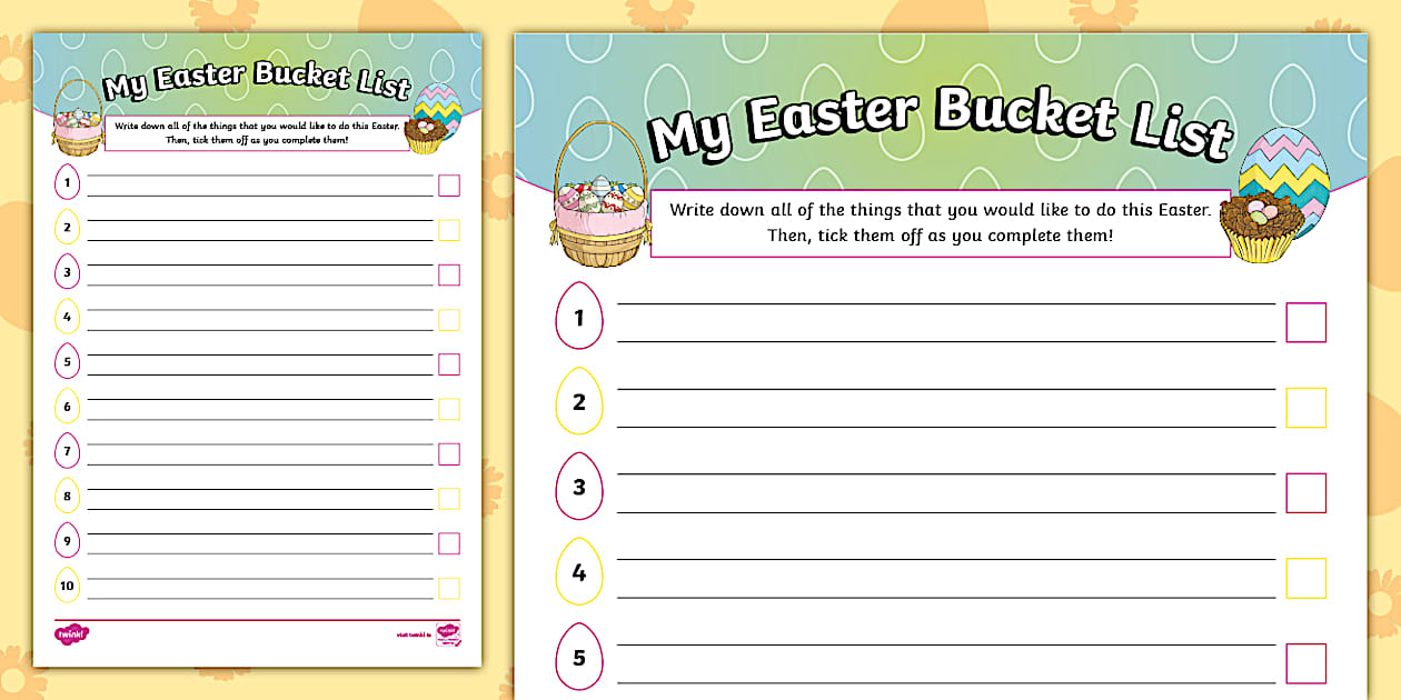 My Easter Bucket List Template (Teacher-Made) - Twinkl