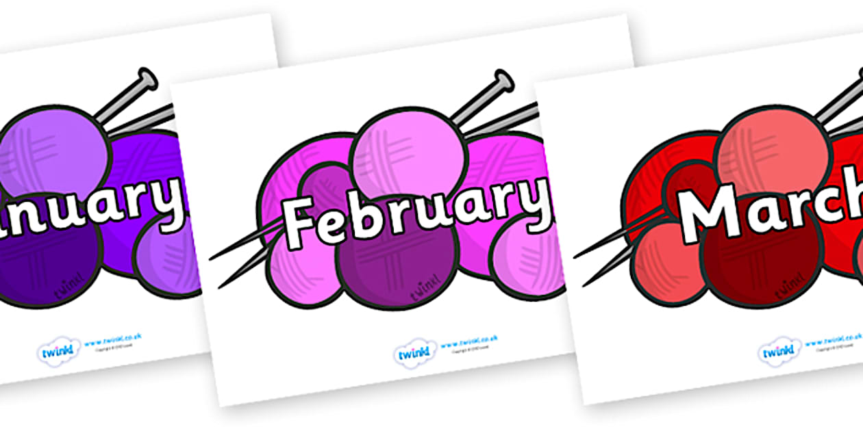 Months of the Year on Balls of Wool (teacher made) - Twinkl