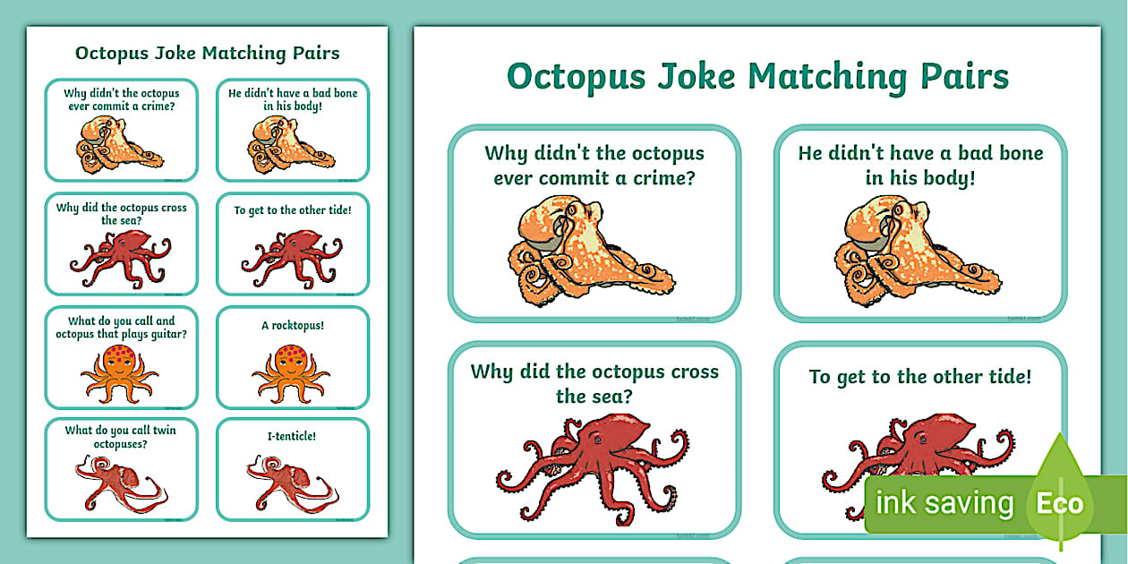 Octopus Joke Matching Pairs (Teacher-Made) - Twinkl