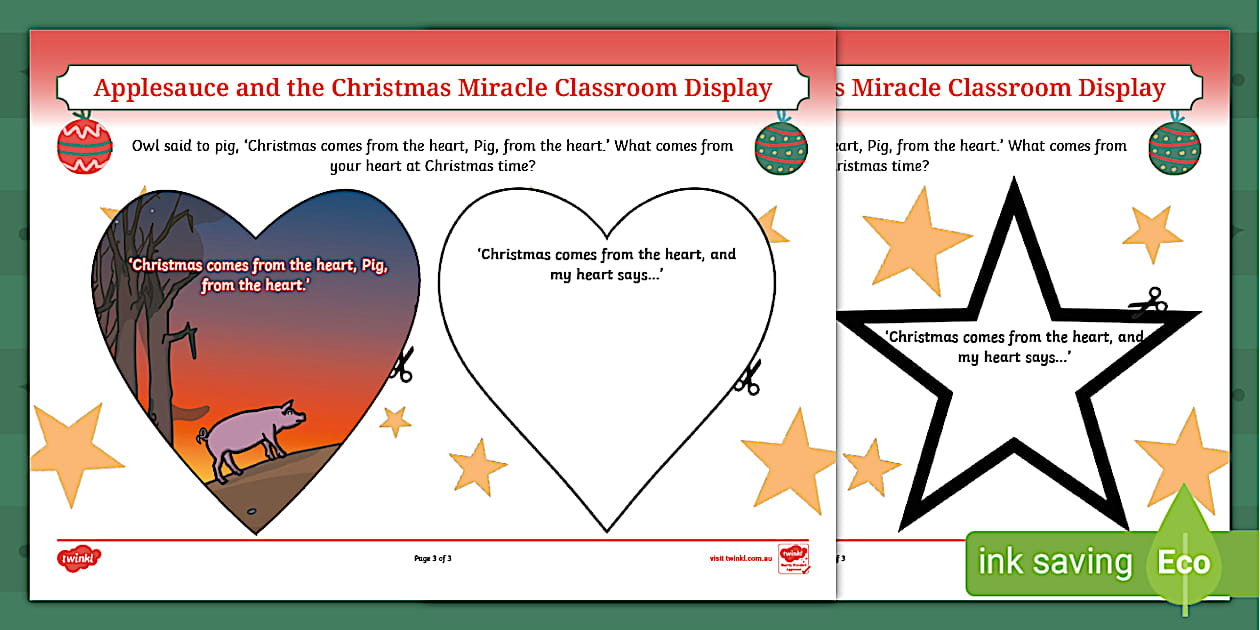 Christmas Comes from the Heart Classroom Display Applesauce
