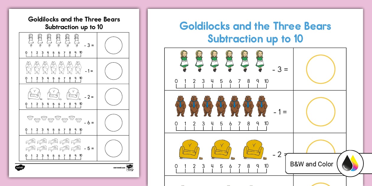 Goldilocks and the Three Bears Subtraction up to 10 - Twinkl
