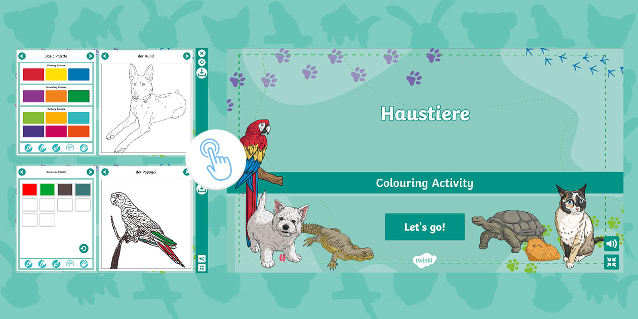 👉 German: Pets Interactive Colouring Activity