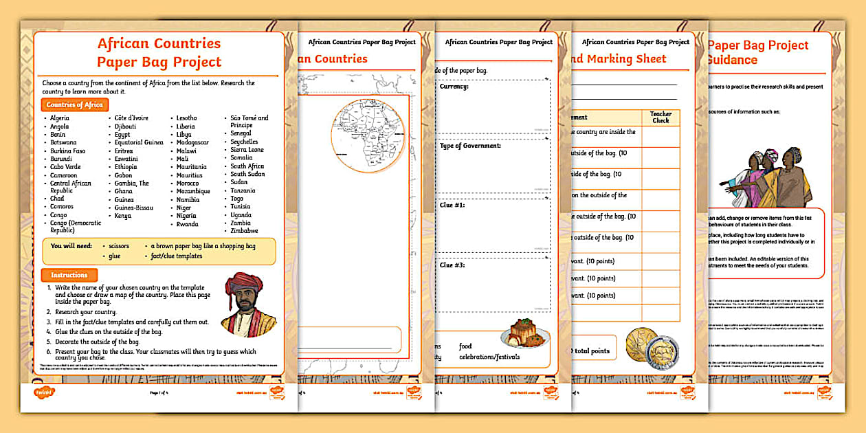 African Countries Paper Bag Project (teacher made) - Twinkl