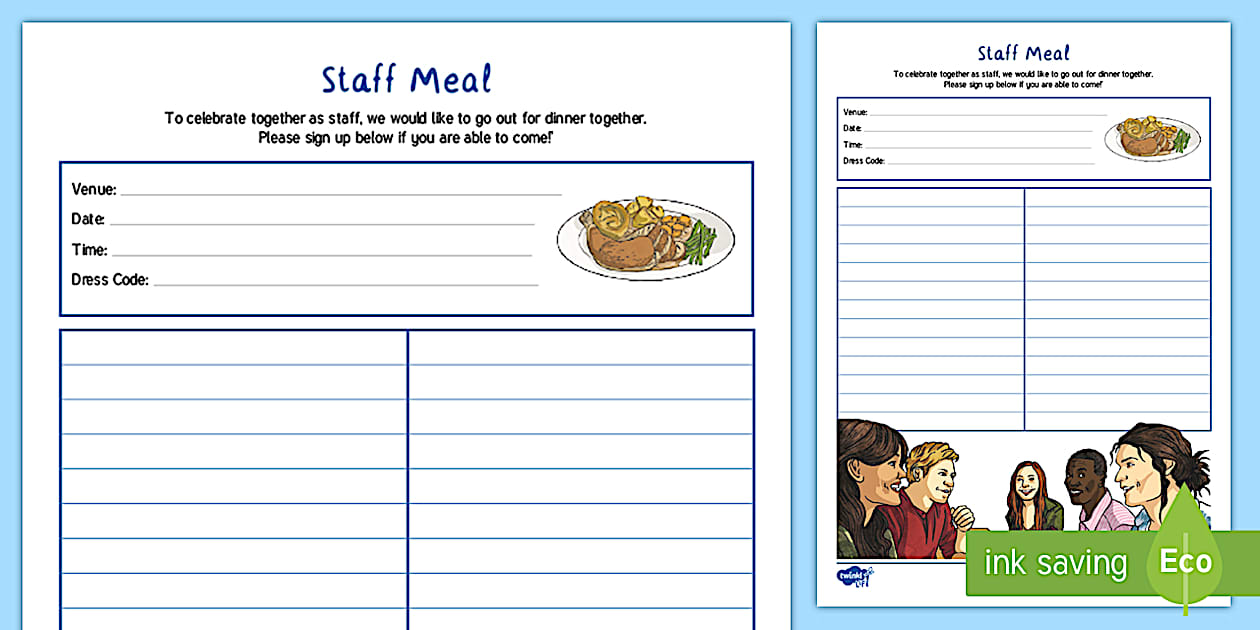 Staff Wellbeing Staff Meal Planner (teacher made) - Twinkl