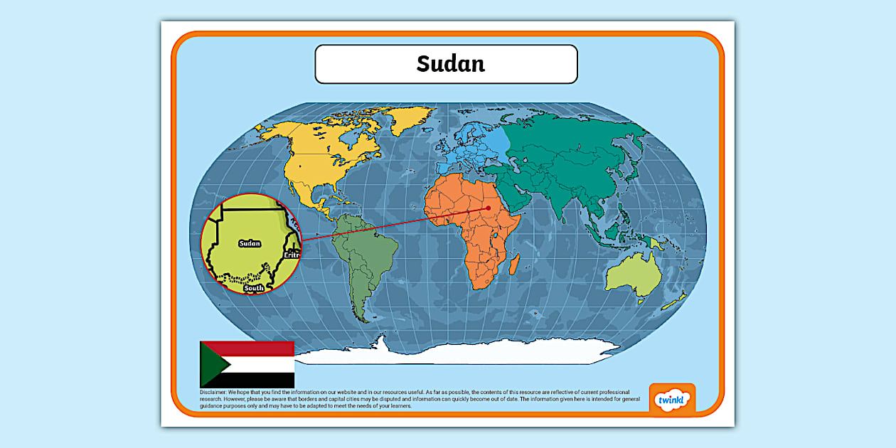 Location of Sudan on World Map Display Poster (teacher made)