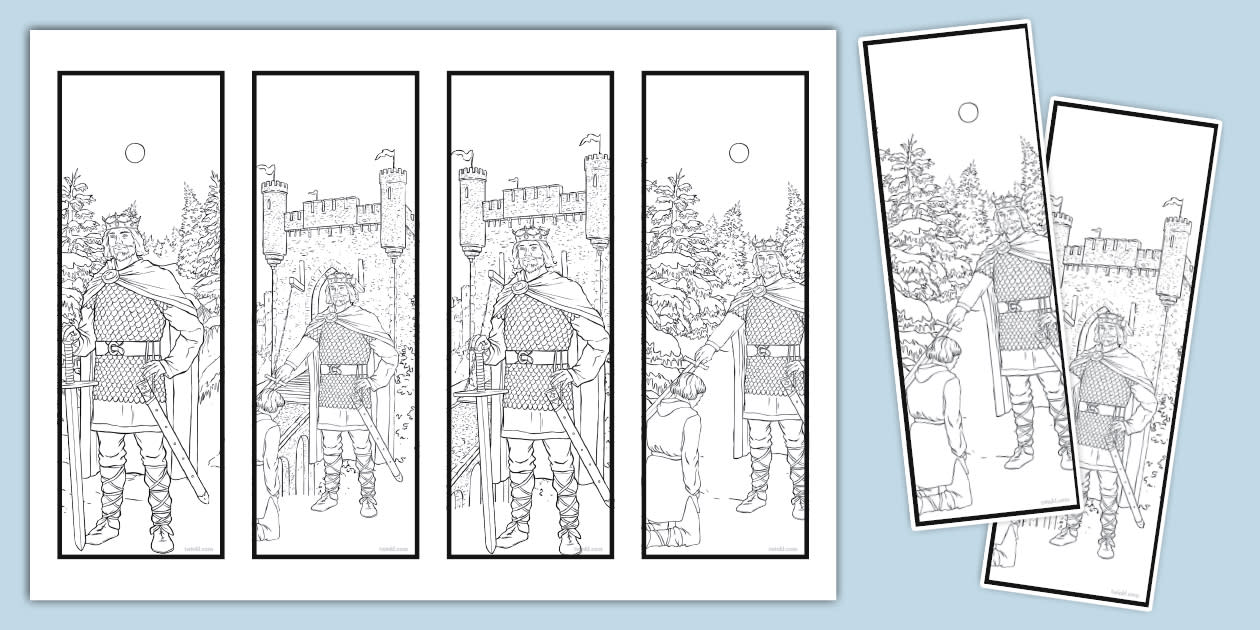 King Arthur Colouring Bookmarks (teacher made) - Twinkl