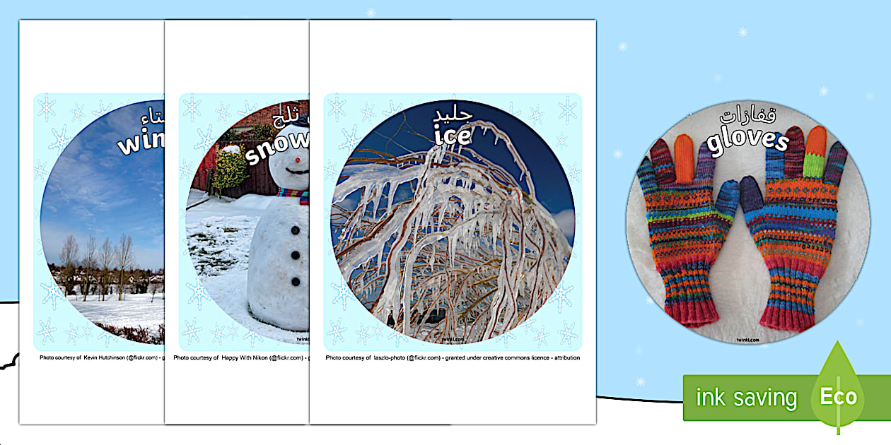Winter Display Circle Photo Cut-Outs Arabic/English - Winter Display Circle