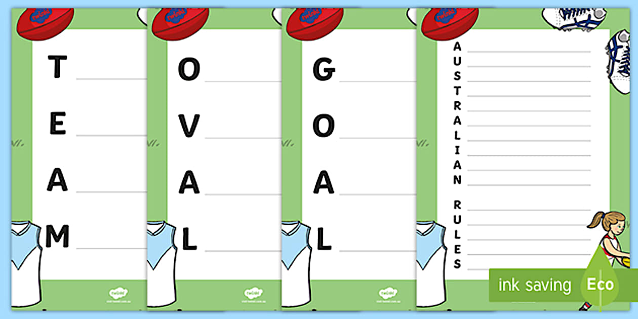 SA Australian Football League Acrostic Poem (teacher made)