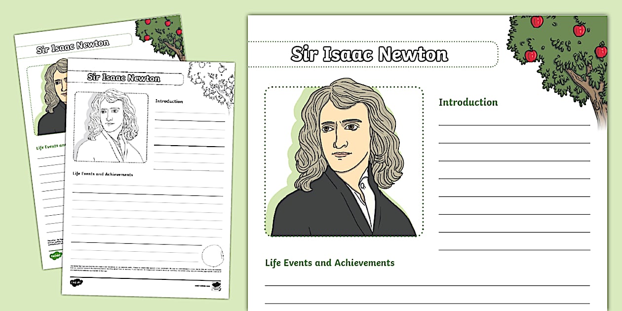 KS1 Sir Isaac Newton Biography Template (teacher made)