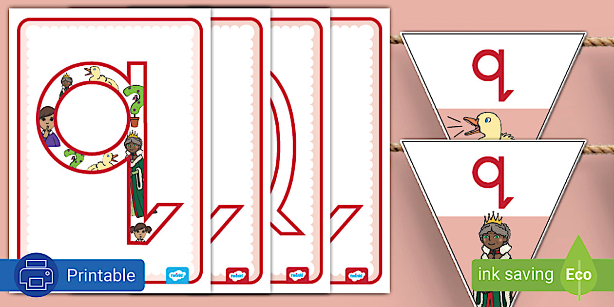 Gr. R Phonics Display Posters and Bunting: Q-Sound - Twinkl