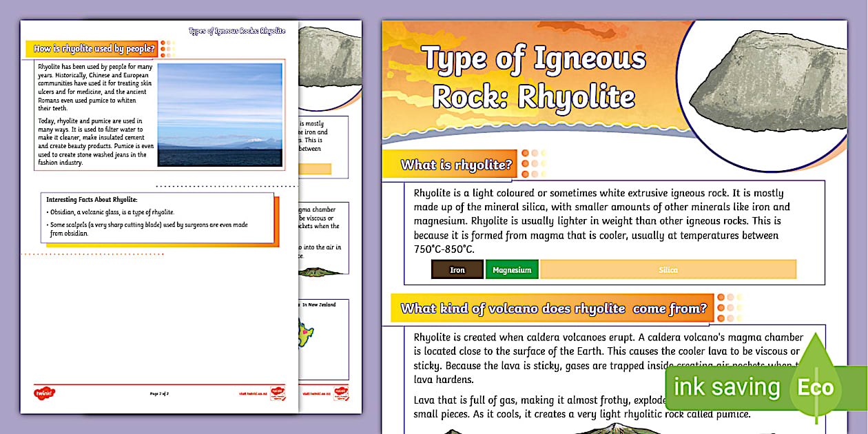 Igneous Rocks- Rhyolite (teacher made) - Twinkl
