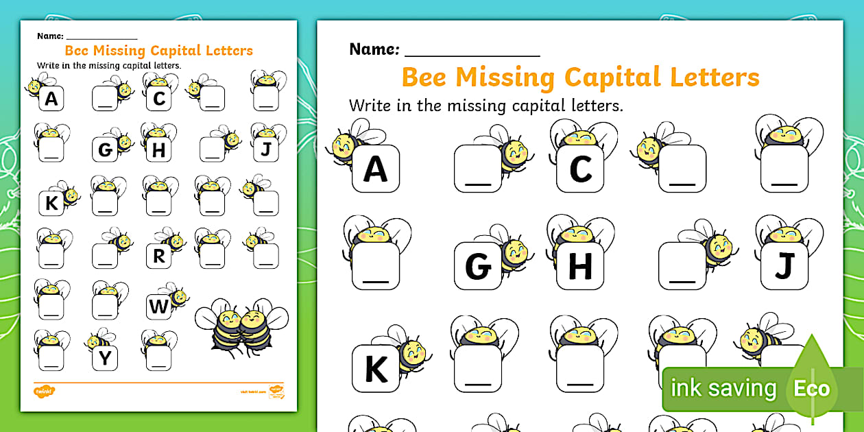 Bee Missing Capital Letters Worksheet | Twinkl | Alphabet