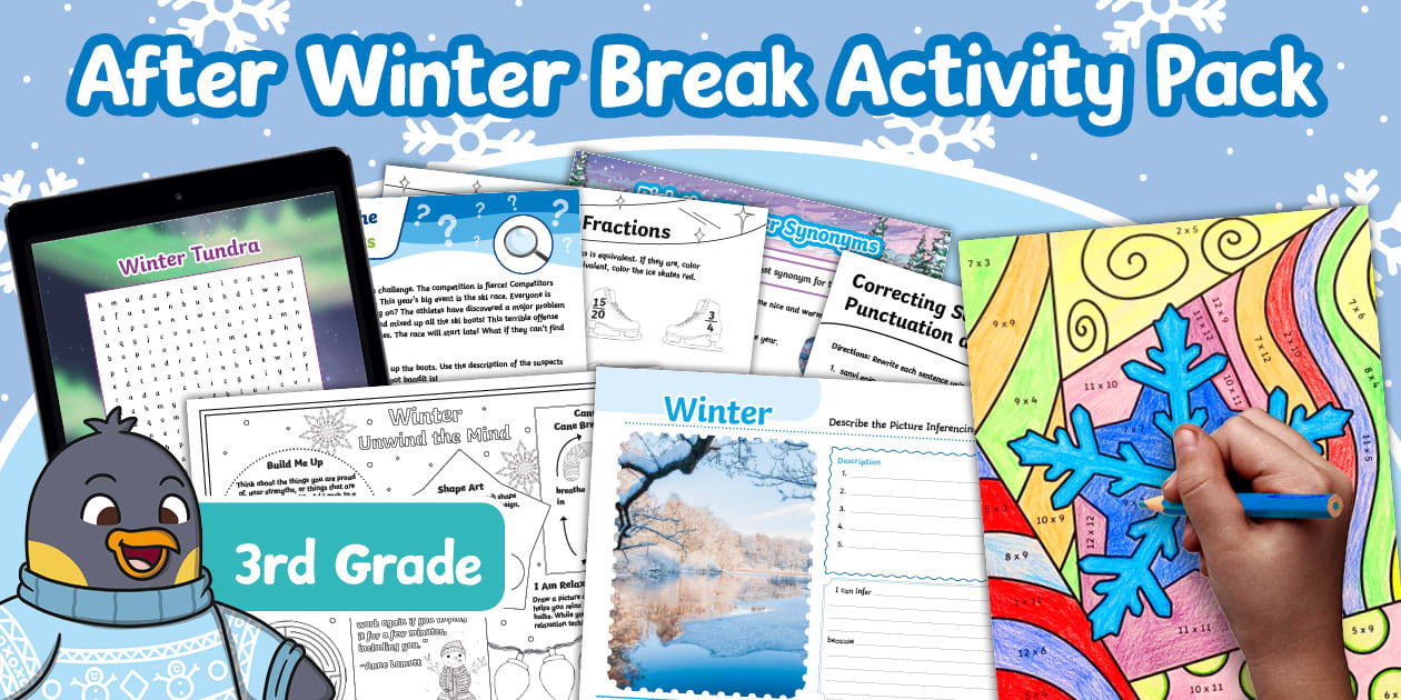 Third Grade After Winter Break Refresher Activity Pack