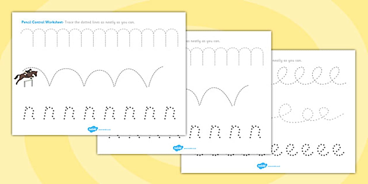 Horses and Ponies Themed Pencil Control Worksheets - Twinkl