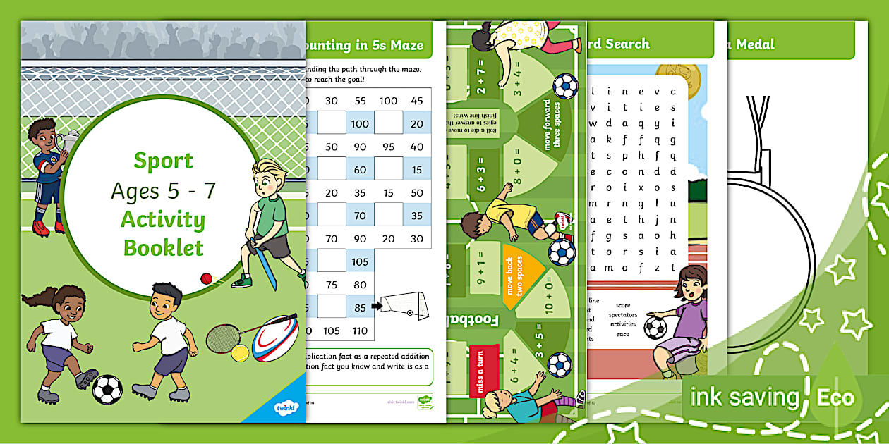 Sports-Themed Activity Booklet (Ages 5 - 7) (teacher made)