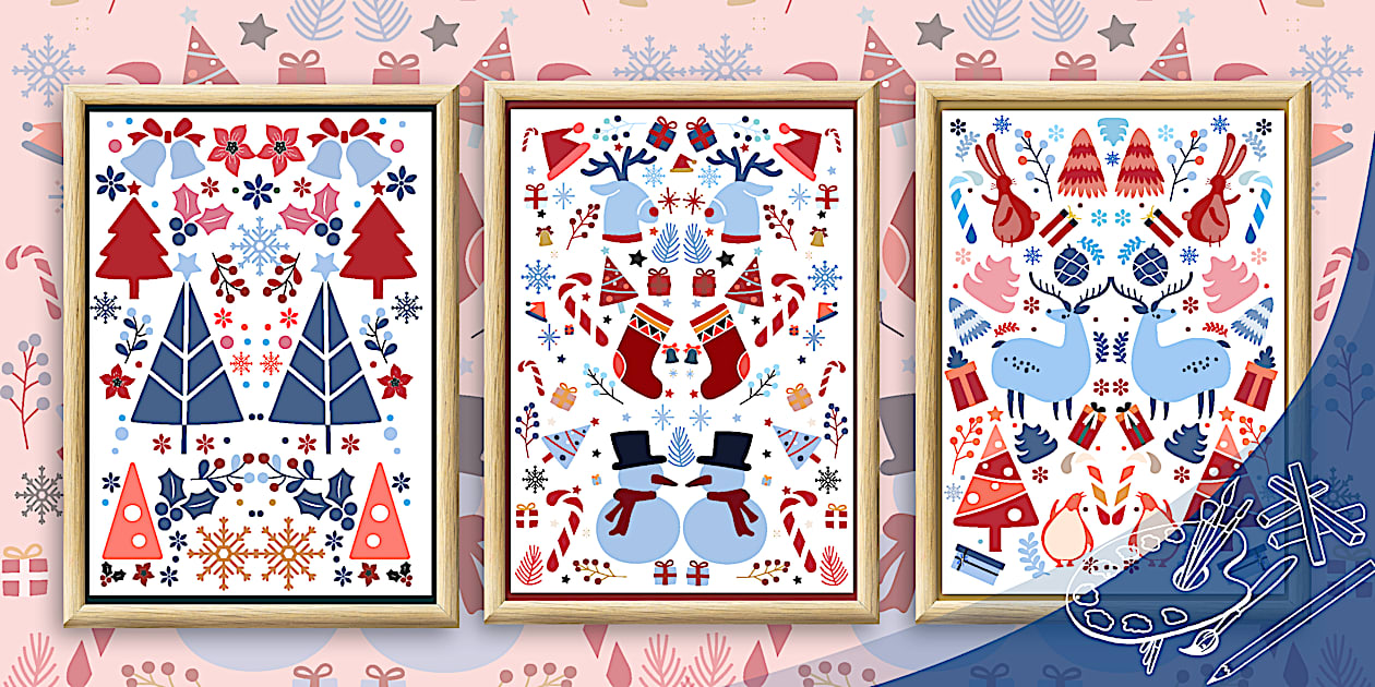Scandinavian Christmas Pattern Posters Pack