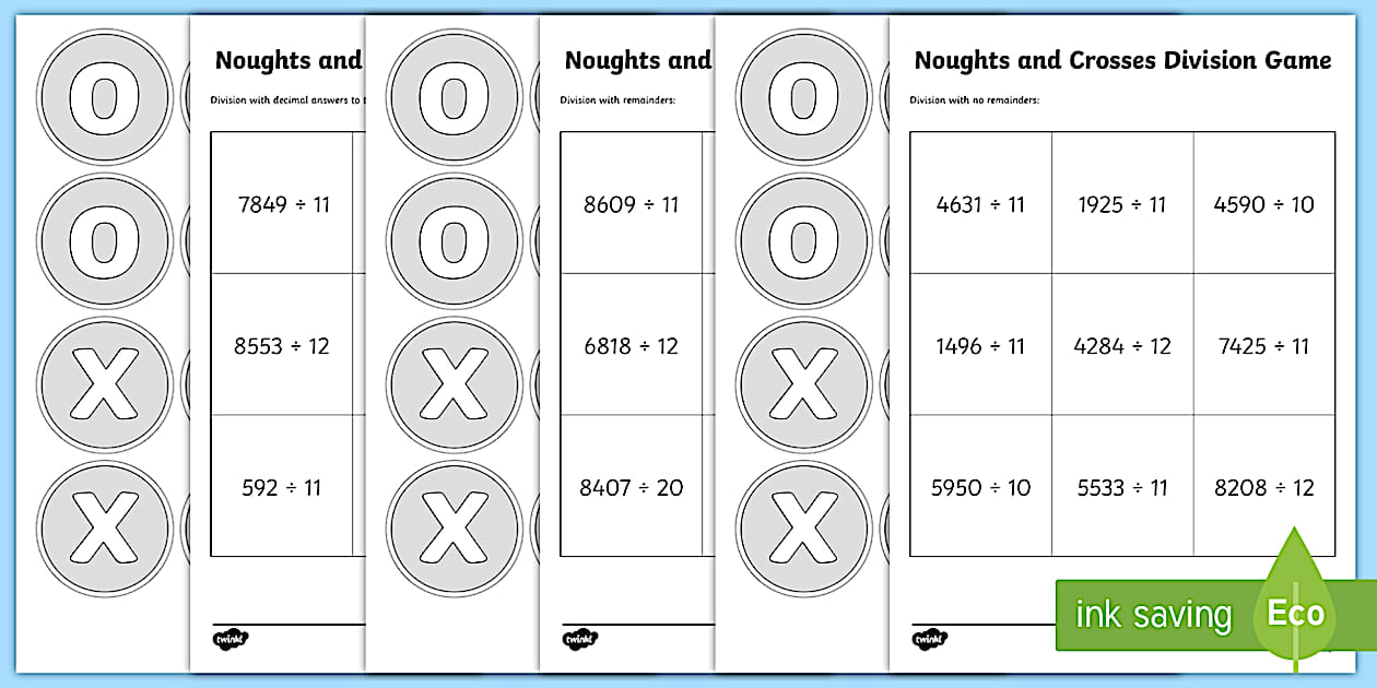 Noughts and Crosses Division Game Activity (teacher made)