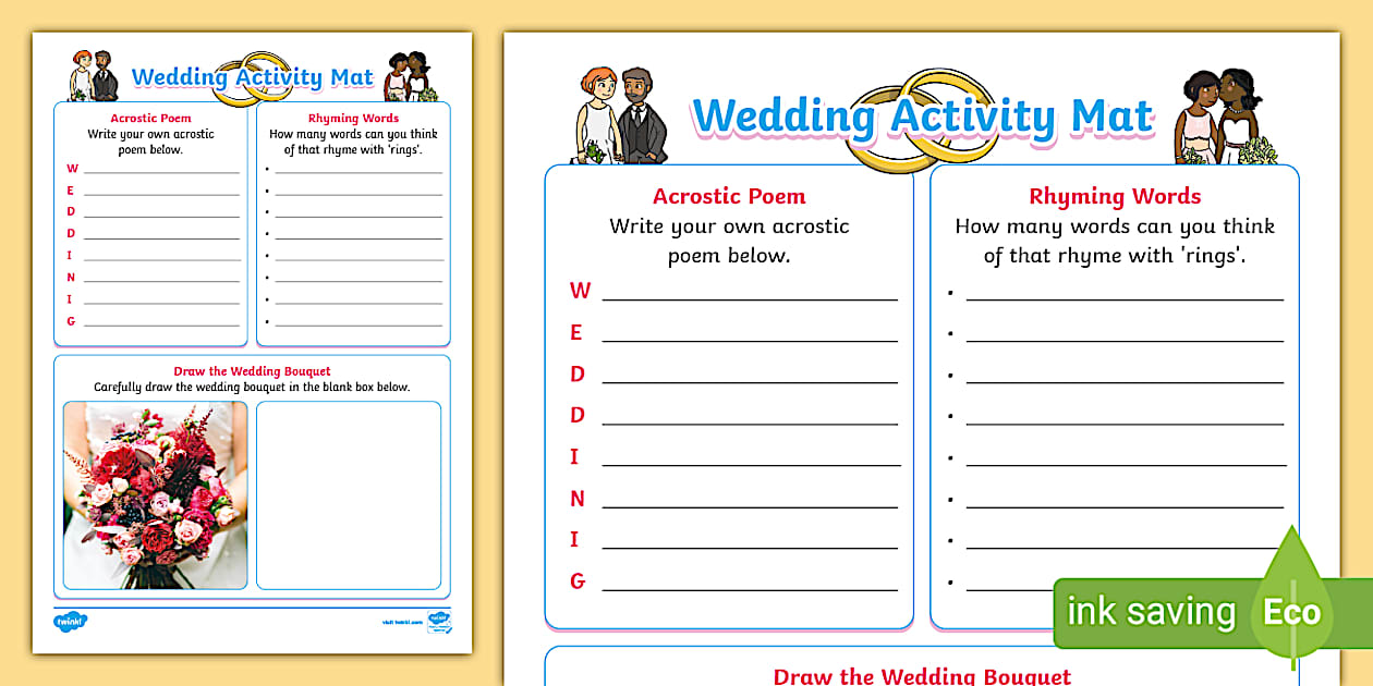 Weddings Activity Mat (Teacher-Made) - Twinkl