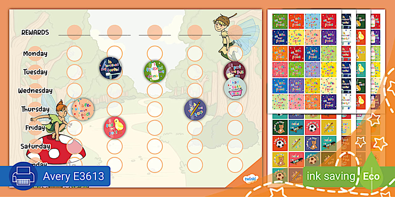 Fairy Themed Reward Chart and Stickers - Twinkl