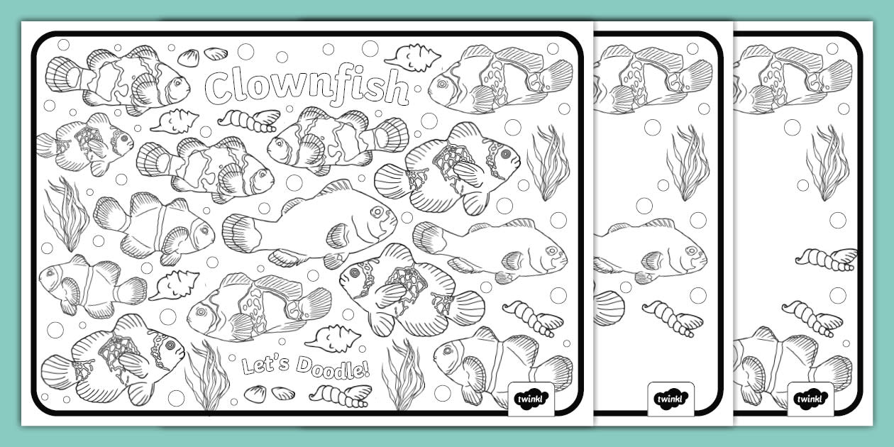 Clownfish Doodle Colouring Pages (Teacher-Made) - Twinkl