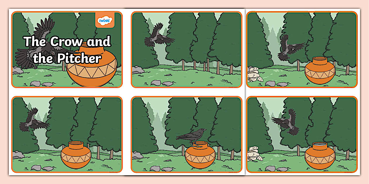 The Crow and the Pitcher Sequencing Cards - Twinkl