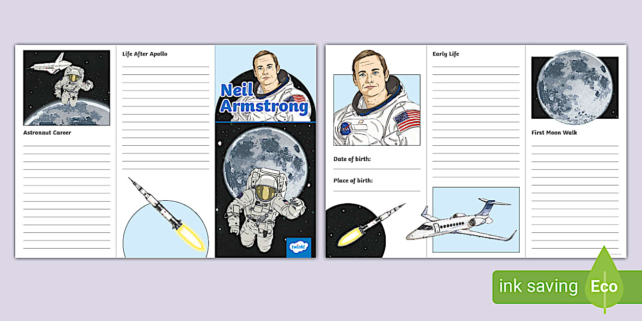 Neil Armstrong Leaflet Template (teacher made) - Twinkl