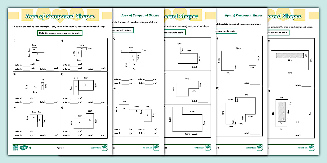 Compound Shapes Area Worksheets | Maths | Teacher-Made
