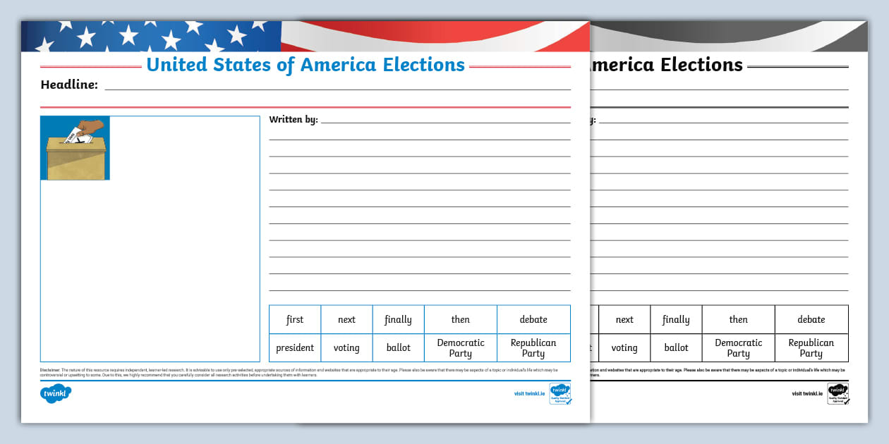 United States of America Elections Newspaper Writing Template