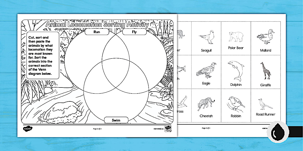 Animal Locomotion Venn Diagram Sorting Activity - Twinkl