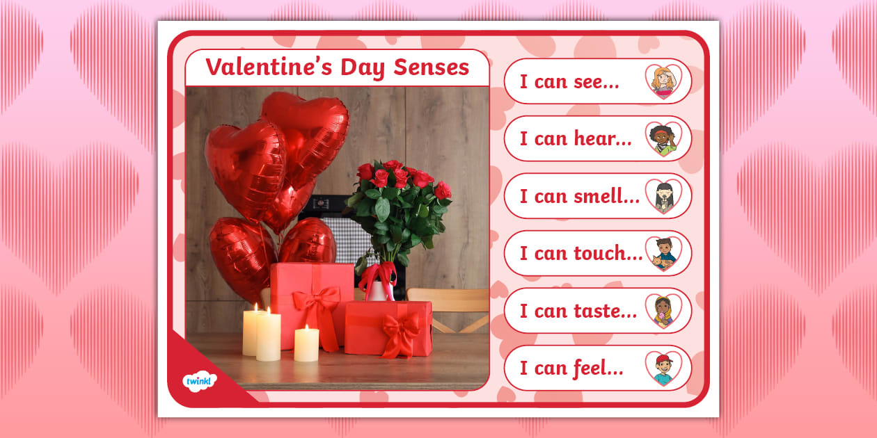 KS1 Valentine's Day Senses Display Poster