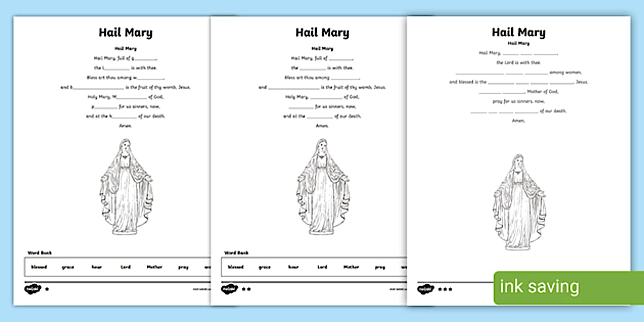 The Hail Mary Fill in the Blank Worksheet | Twinkl - Twinkl