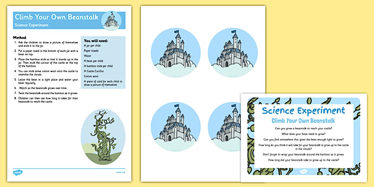 EYFS Climb Your Own Beanstalk Science Experiment and Prompt Card Pack