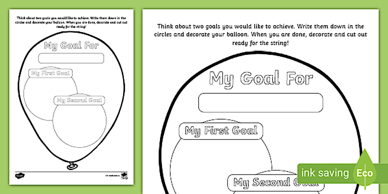 Balloon-Themed Printable Goal-Setting Worksheet PDF | Twinkl