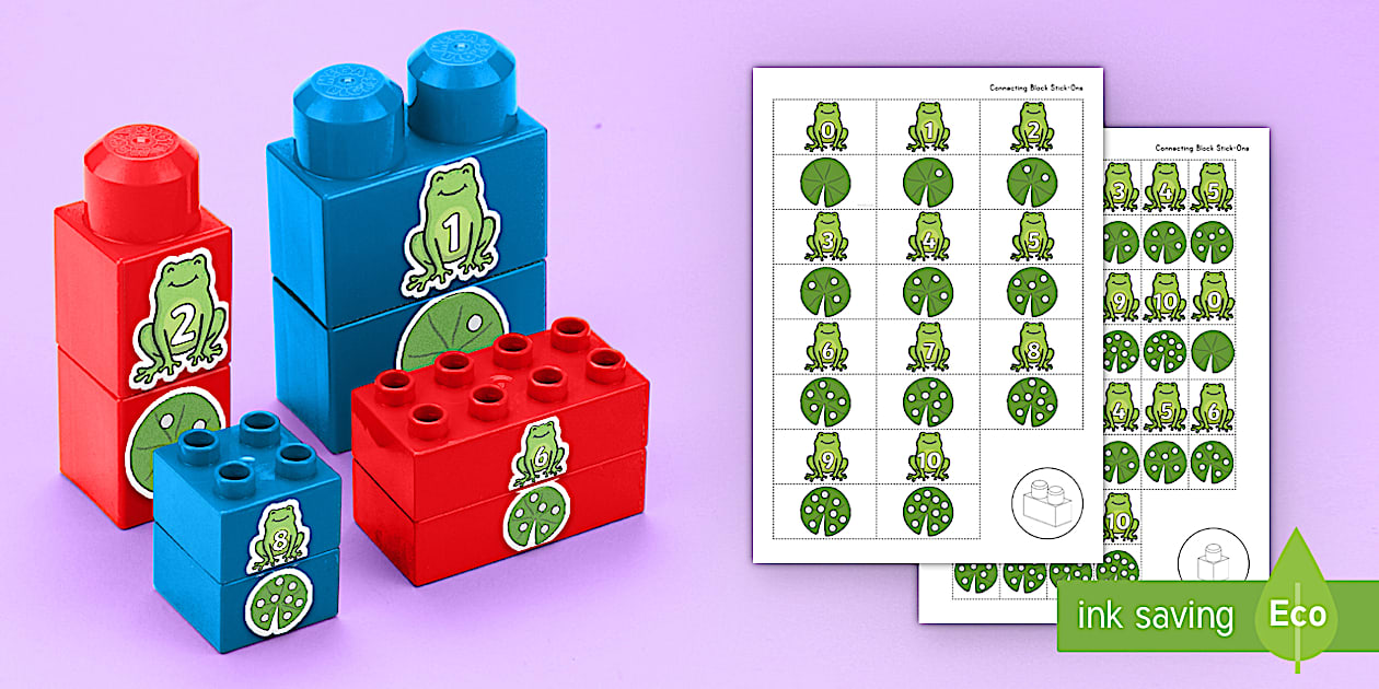 Frogs and Lily Pads Number Matching with Blocks Game