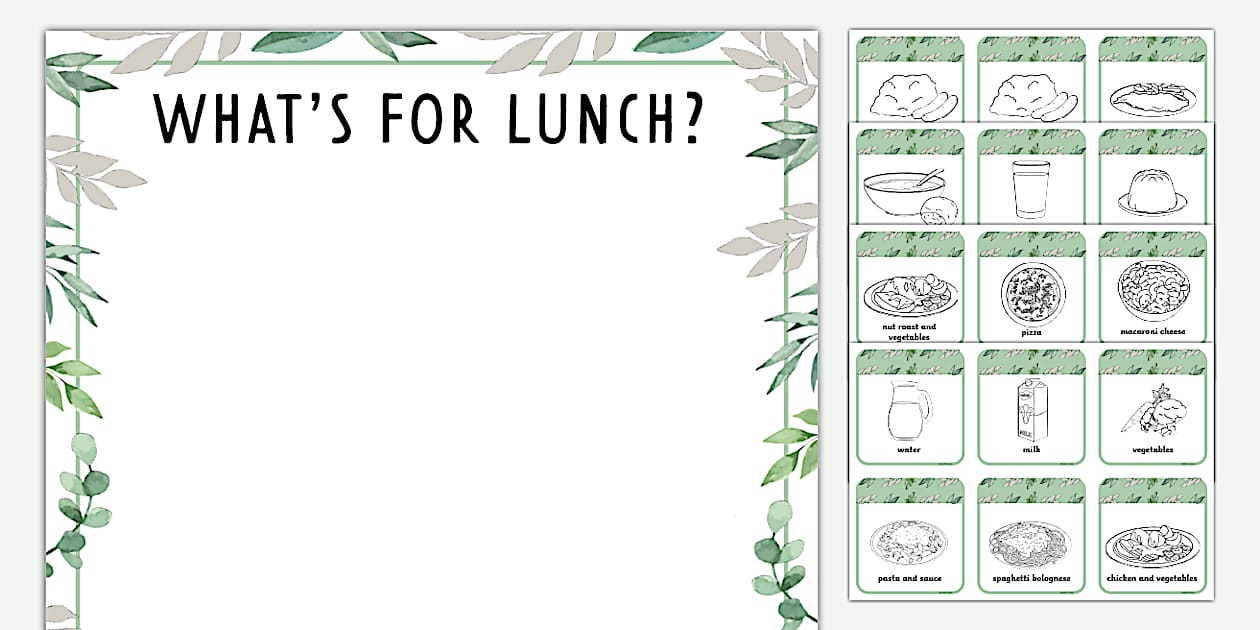 Botanical-Themed What's For Lunch? A3 Poster And Flashcards