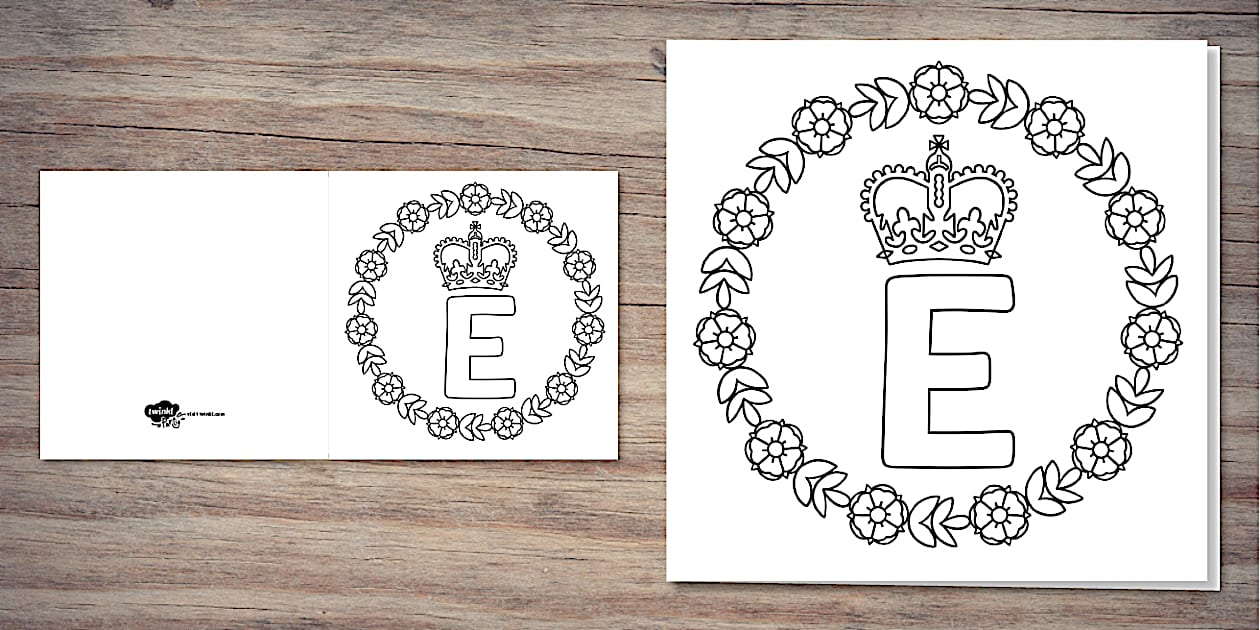 Queen Elizabeth's Flag Colouring Card | Twinkl Party