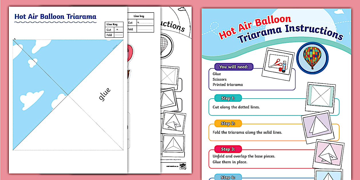 Hot Air Balloon Triarama Craft (teacher made) - Twinkl