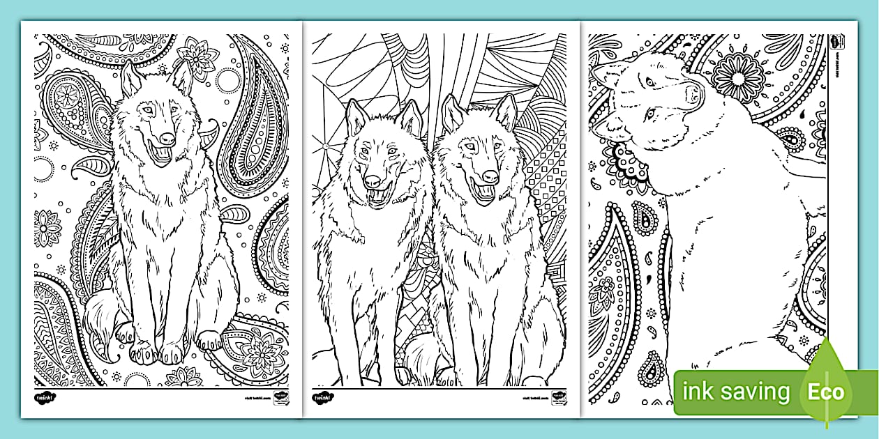 Wolves Mindfulness Colouring Pages (teacher made) - Twinkl