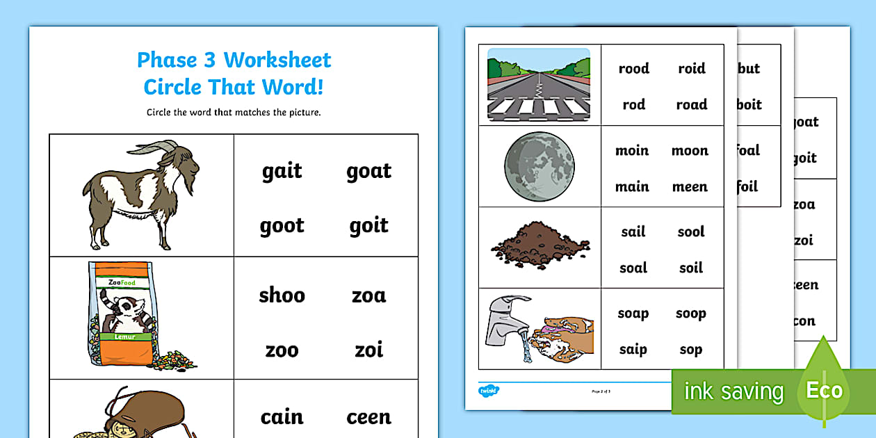 'oao, 'ooo' and 'oi' Circle That Word Worksheet - Twinkl