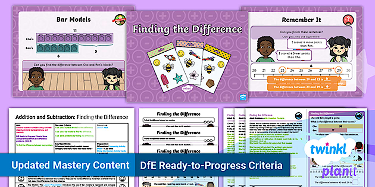 Y2 Addition and Subtraction Difference PlanIt Maths Lesson 1