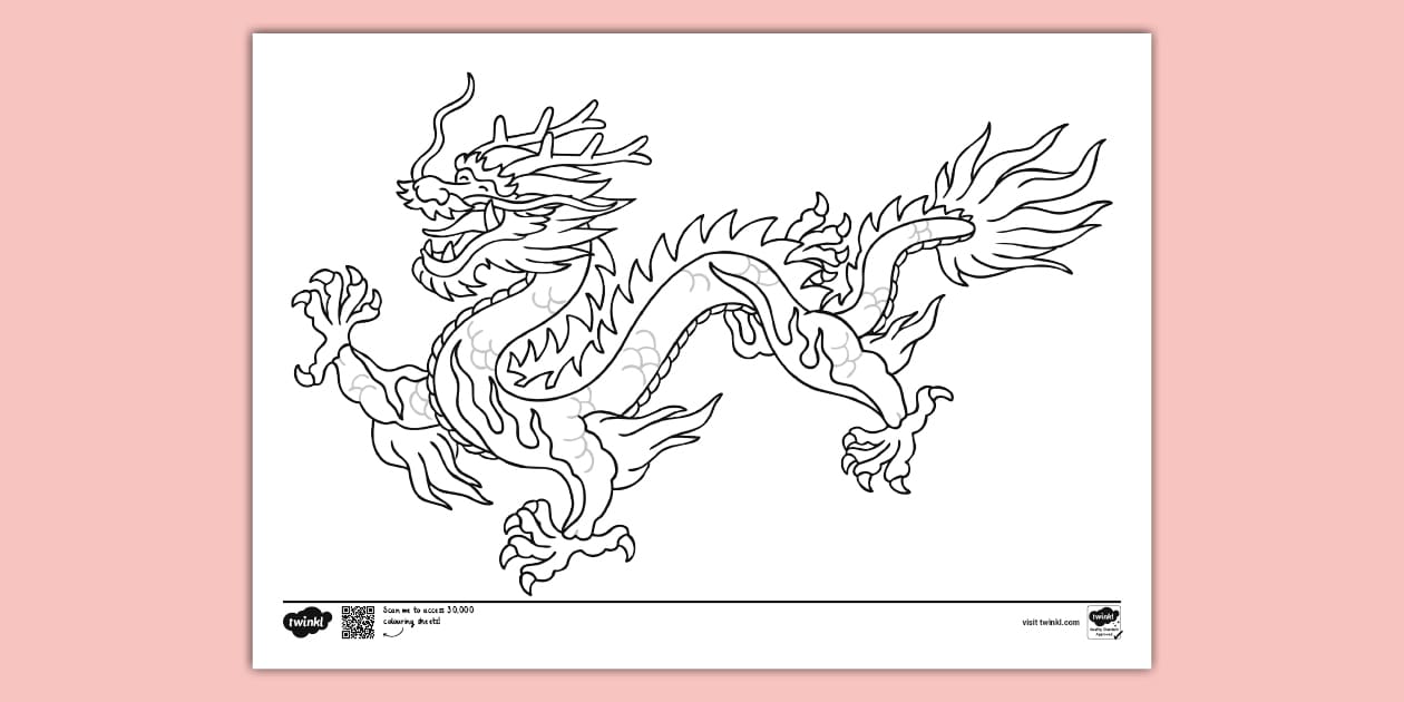 Easy Chinese Dragon Colouring Sheet - Twinkl