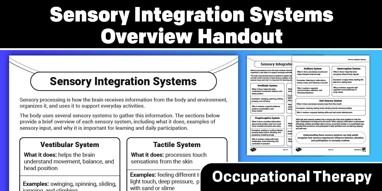 Sensory Integration Systems Overview Handout for Occupational Therapy