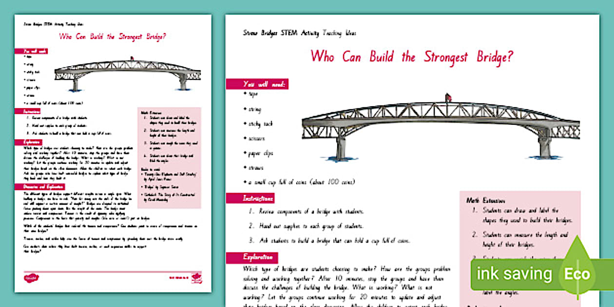 Build the Strongest Bridge STEM Activity (teacher made)